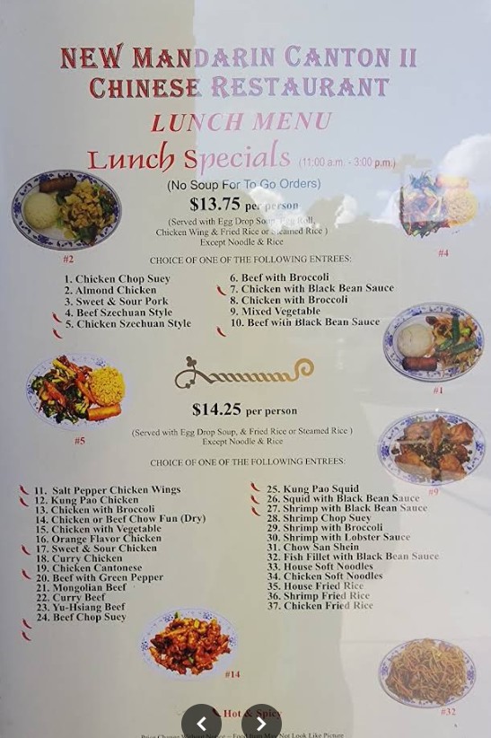 New Mandarin Canton Chinese Restaurant Menu – Full Menu & Prices